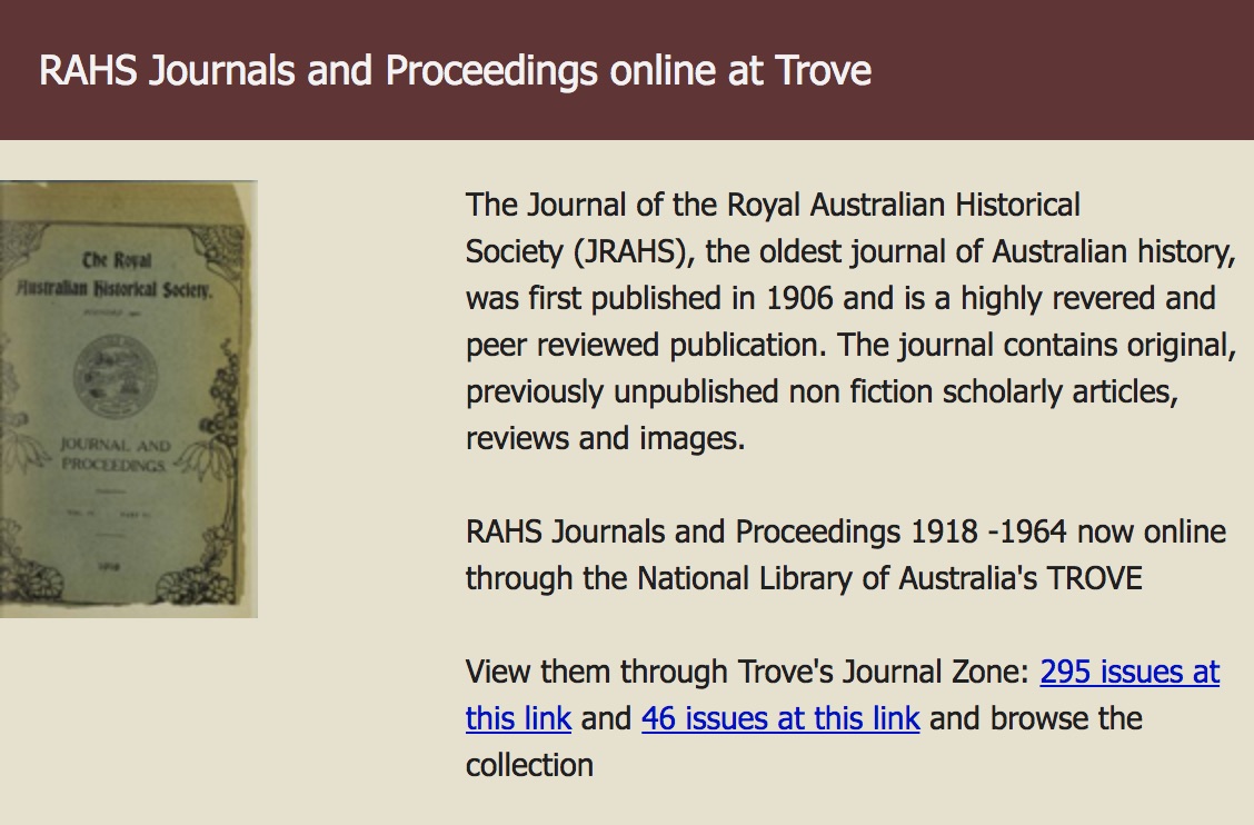 RAHS journal online – Fremantle History Society
